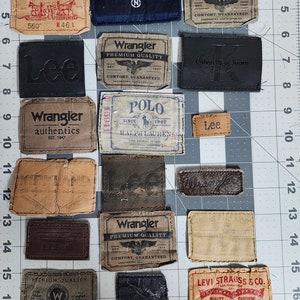 Salvaged Blue Jean Denim Back Leather Tags - Etsy