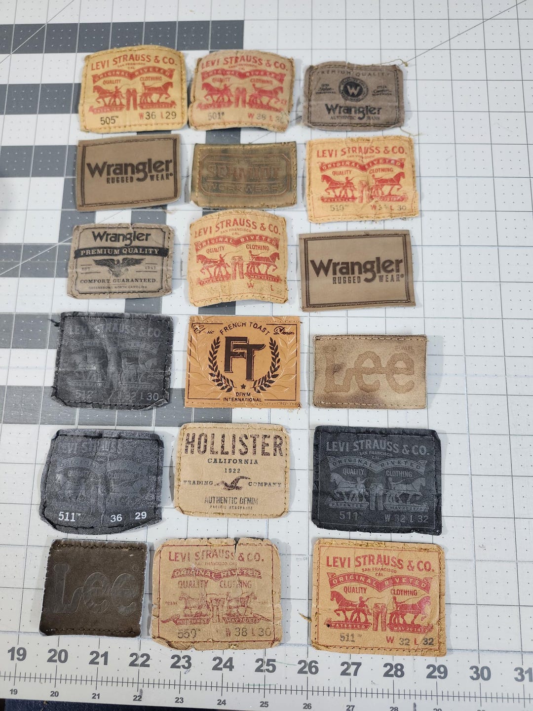 Salvaged Blue Jean Denim Back Leather Tags - Lot of 18 - Etsy