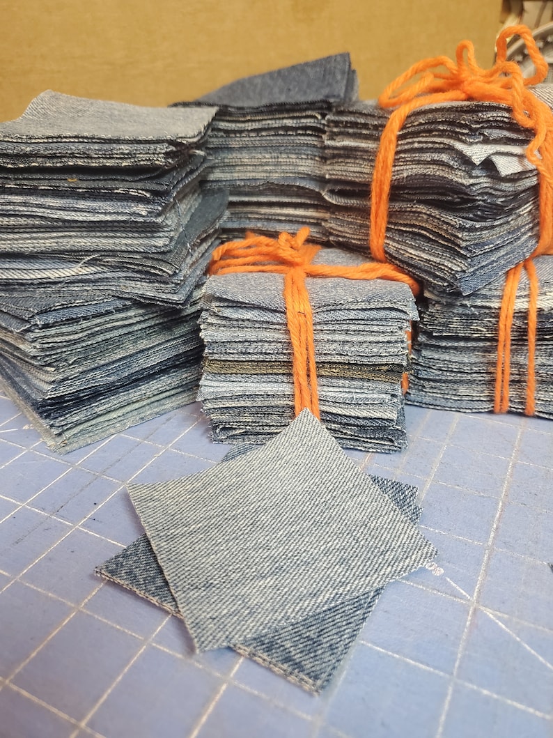 Denim Blue Jean Fabric Squares 3" X 3" Lot of 50 Cut 100% Cotton ...