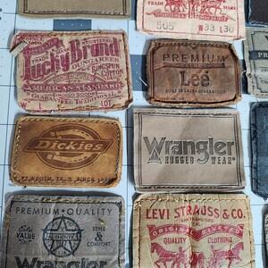 Salvaged Blue Jean Denim Back Leather Tags - Etsy