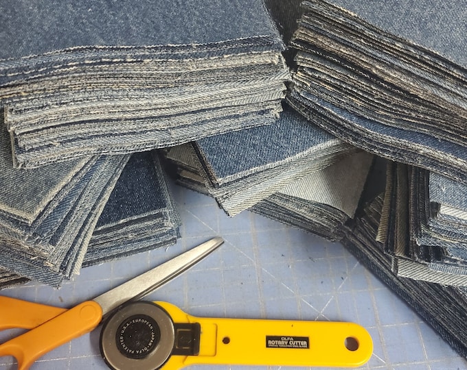 Denim Blue Jean Fabric Squares 5" X 5" Lot of 50 Cut Cotton Quilting ...