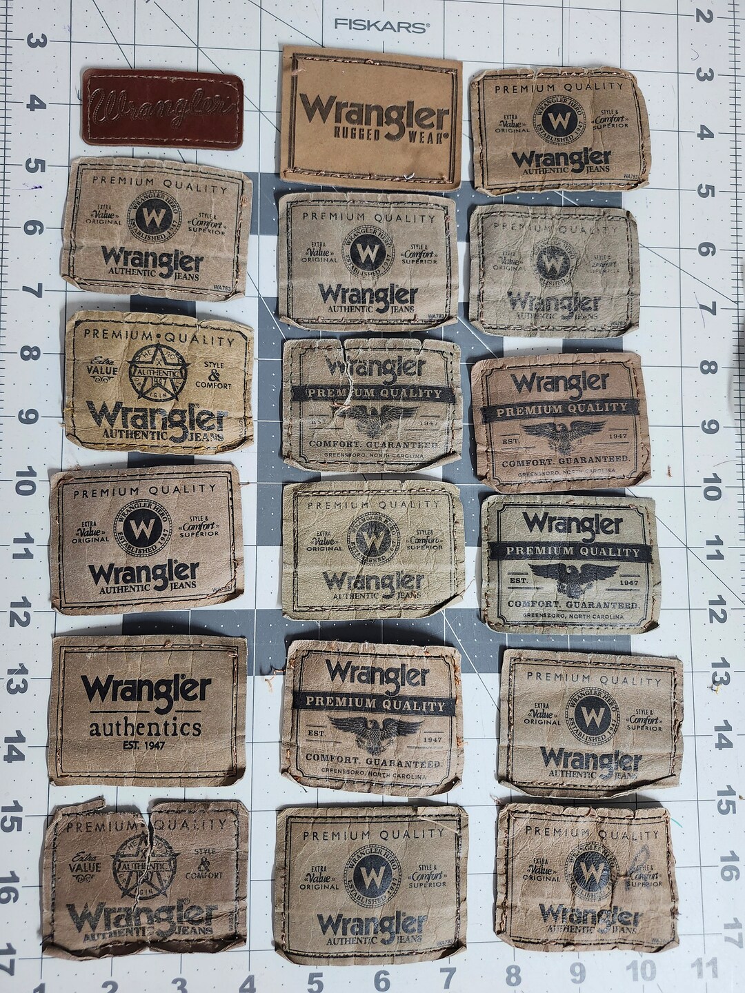 Salvaged Blue Jean Denim Back Leather Tags - Etsy