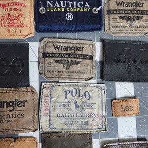 Salvaged Blue Jean Denim Back Leather Tags - Etsy