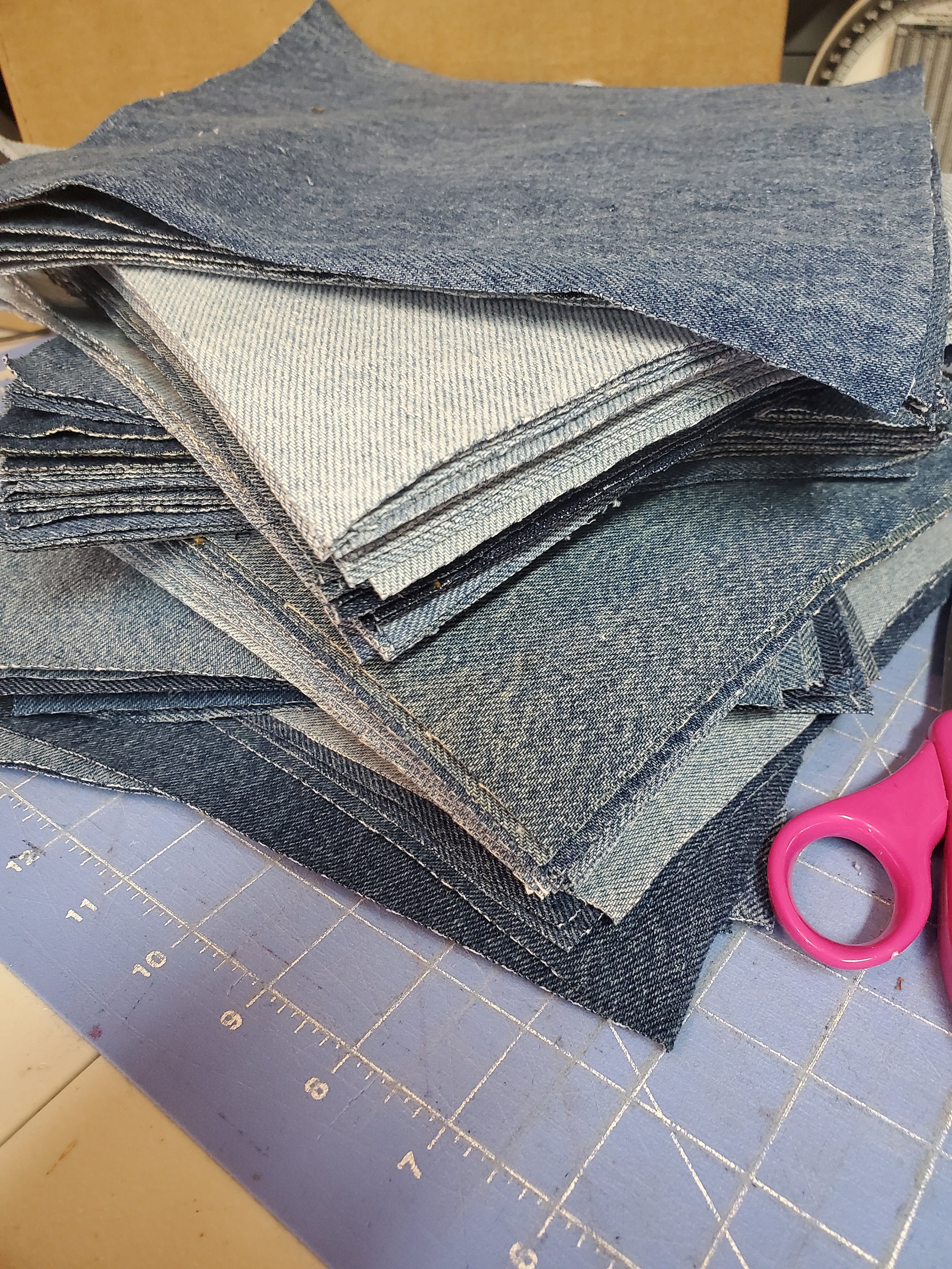 Denim Blue Jean Fabric Squares 9" X 9" Lot of 25 Cut 100% Cotton ...