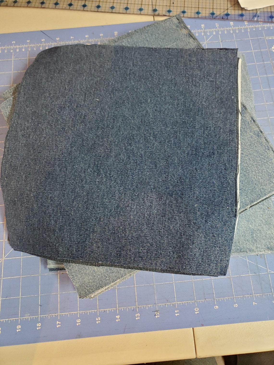 Denim Blue Jean Fabric Squares 12" X 12" Lot of 10 Cut 100% Cotton ...