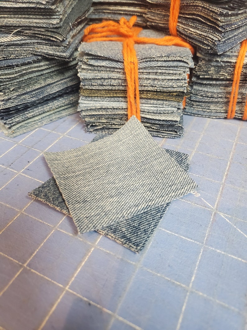Denim Blue Jean Fabric Squares 3" X 3" Lot of 50 Cut 100% Cotton ...