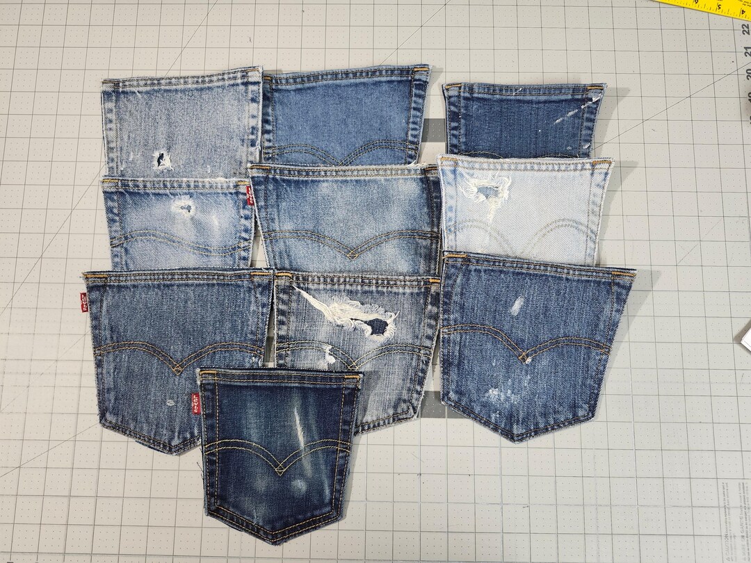 Denim Blue Jean Pockets With Backing for Quilting Crafts Lot of 10 ...