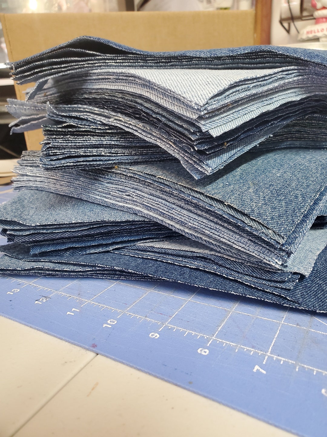 Denim Blue Jean Fabric Squares 9" X 9" Lot of 25 Cut 100% Cotton ...