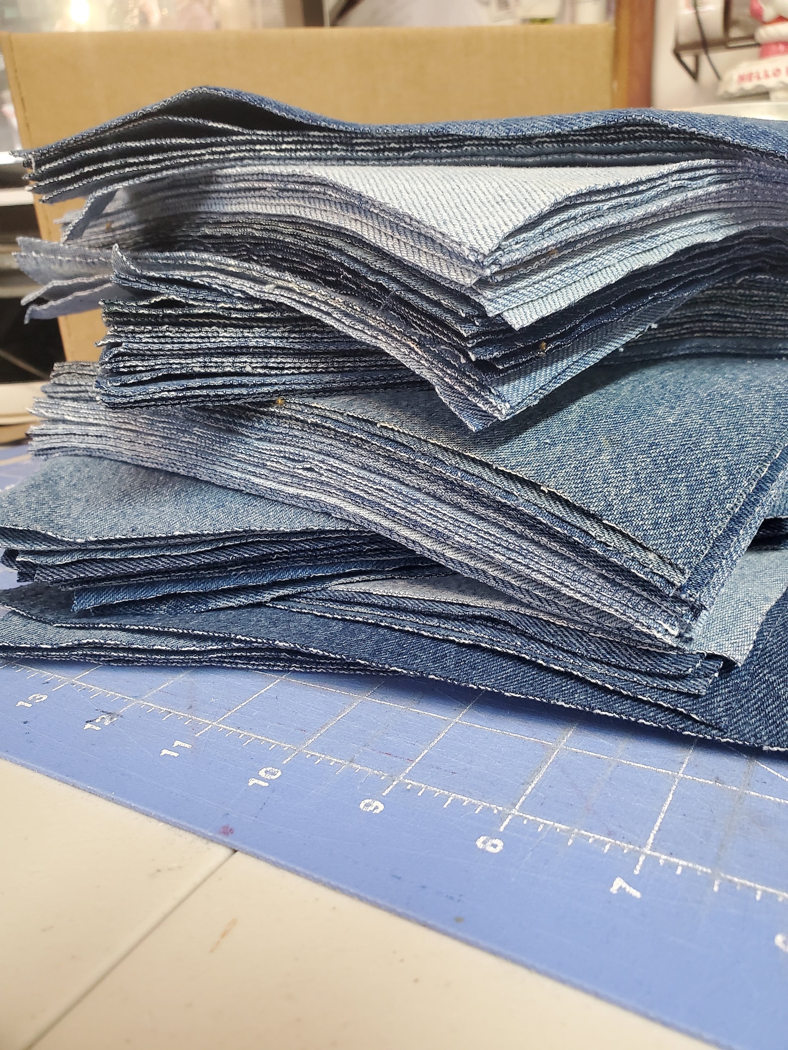 Denim Blue Jean Fabric Squares 9" X 9" Lot of 25 Cut 100% Cotton ...