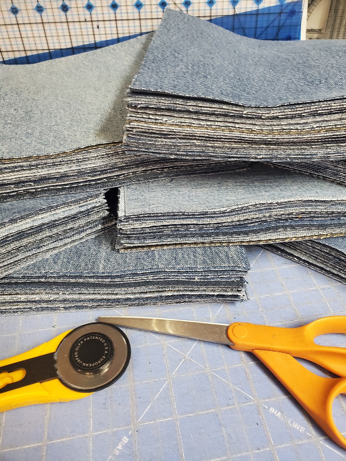 Denim Blue Jean Fabric Squares 8" X 8" Lot of 25 Cut 100% Cotton ...