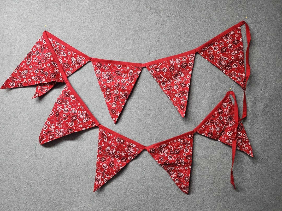 Bunting Flags 9 Flags- 6' Red Bandana Print Wedding Bridal Decor ...