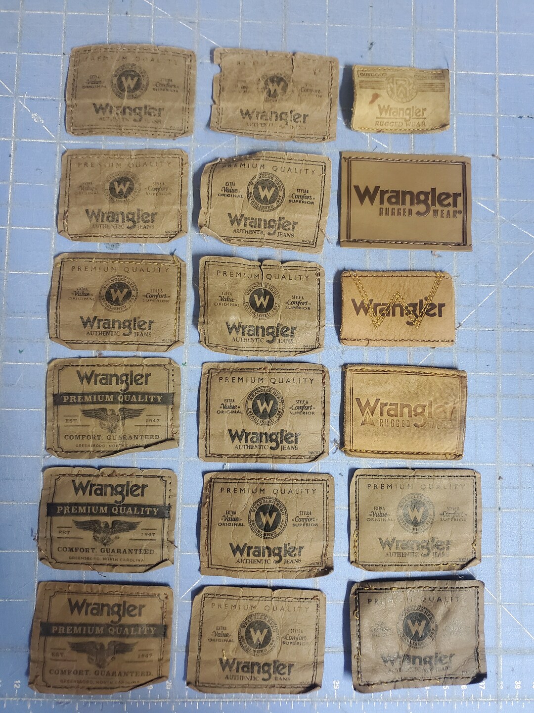 Salvaged Blue Jean Denim Back Leather Tags - Etsy