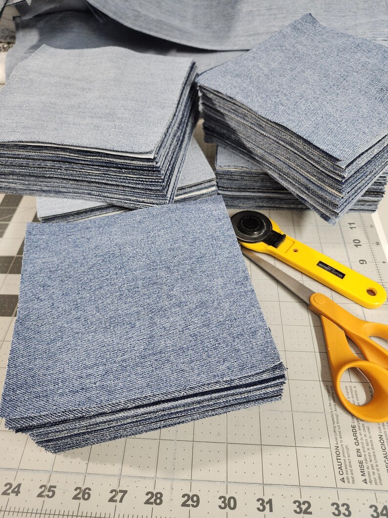 Denim Blue Jean Fabric Squares 7" X 7" Lot of 50 Cut 100% Cotton ...