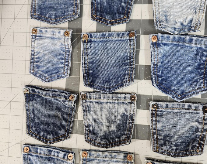 Denim Blue Jean Pockets With Backing for Quilting Crafts Lot of 10 ...