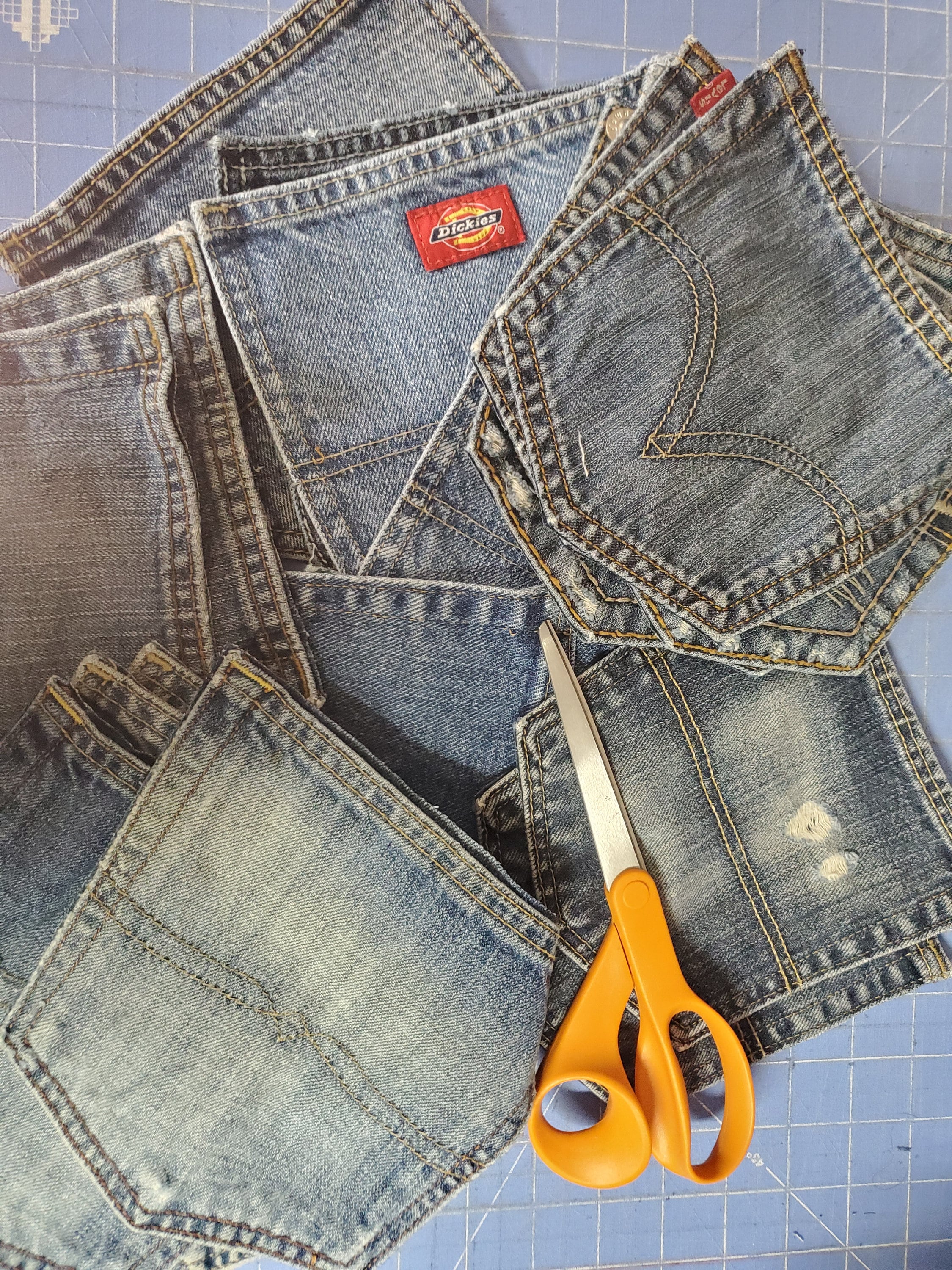 Denim Blue Jean Back Pockets With Backing for Quilting Crafts Denim ...