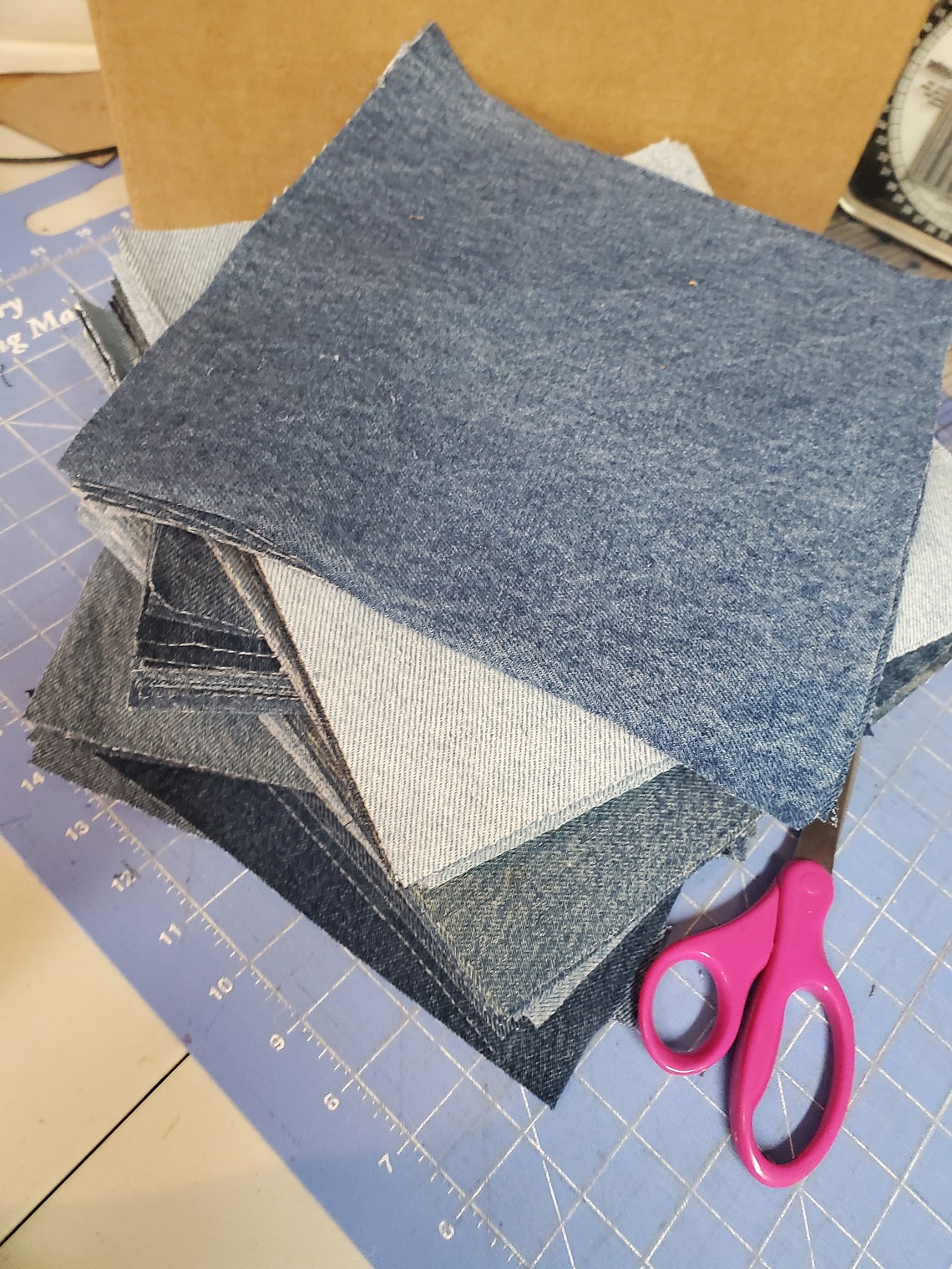 Denim Blue Jean Fabric Squares 9" X 9" Lot of 25 Cut 100% Cotton ...