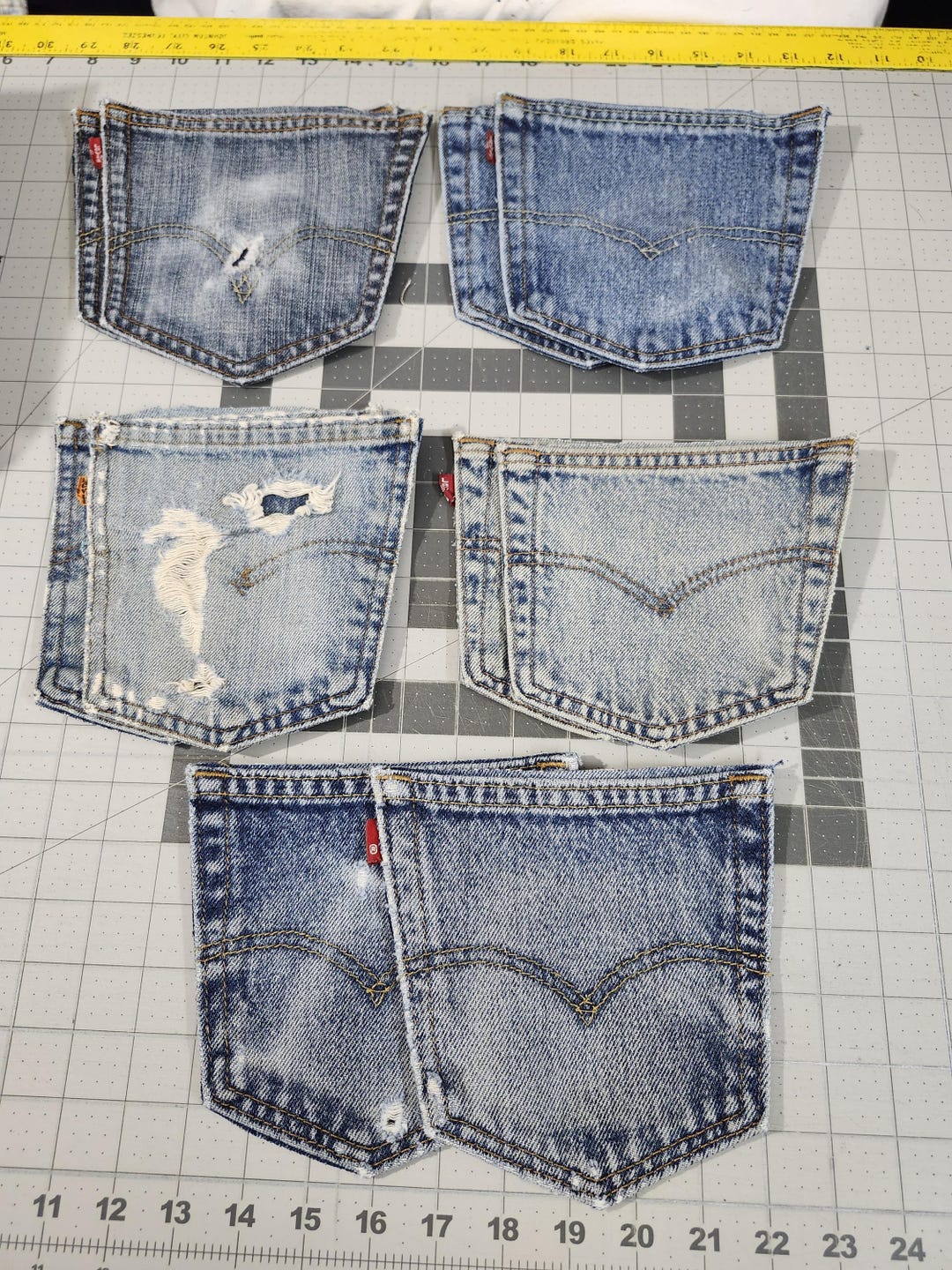 Denim Blue Jean Pockets With Backing for Quilting Crafts Lot of 10 ...