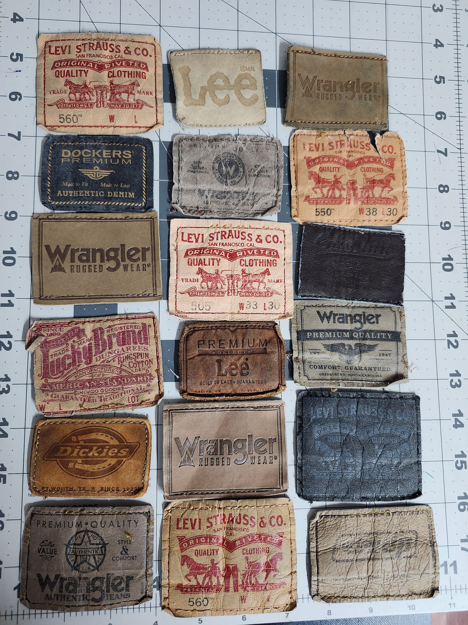 Salvaged Blue Jean Denim Back Leather Tags - Etsy