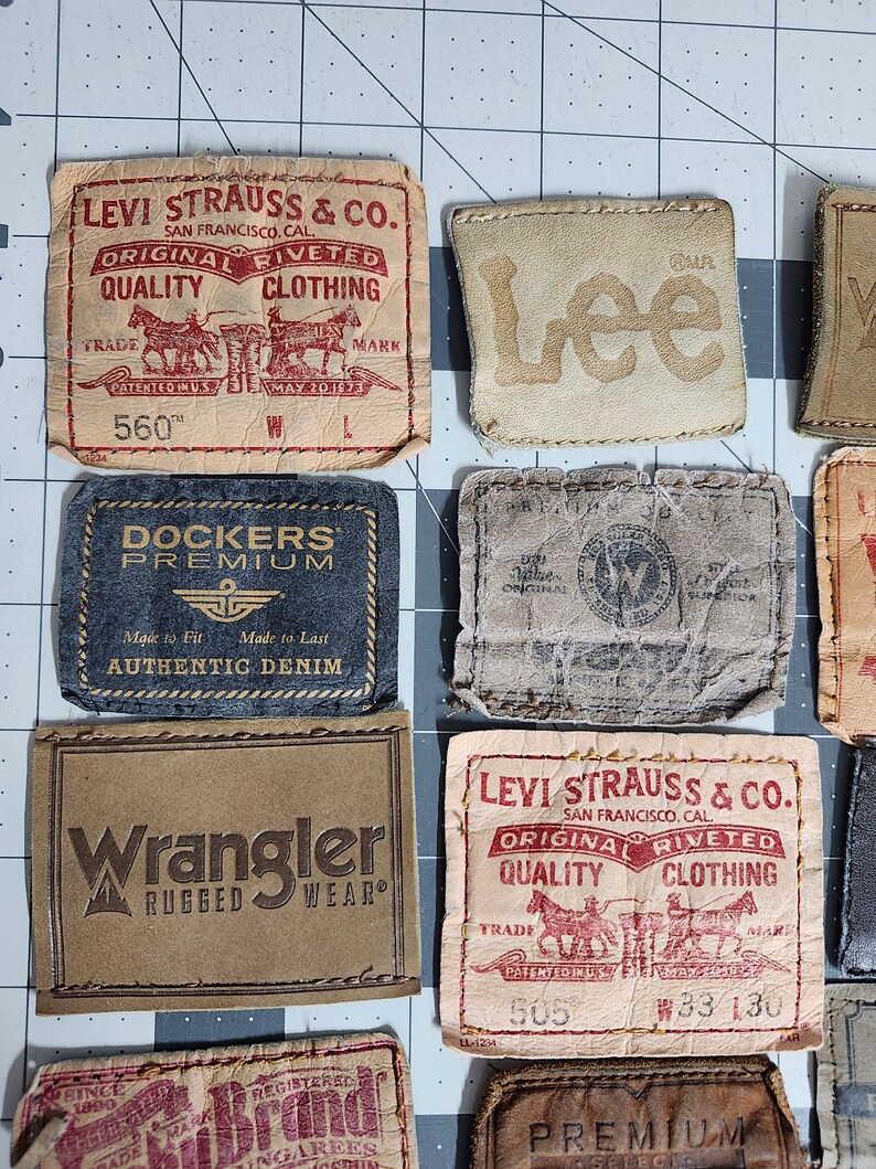 Salvaged Blue Jean Denim Back Leather Tags - Etsy