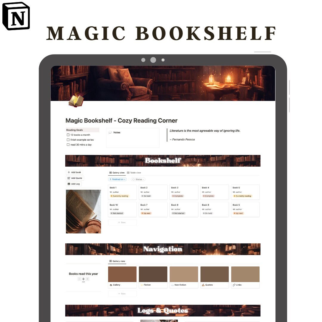 Notion Template Magic Bookshelf (book Tracker) - Etsy