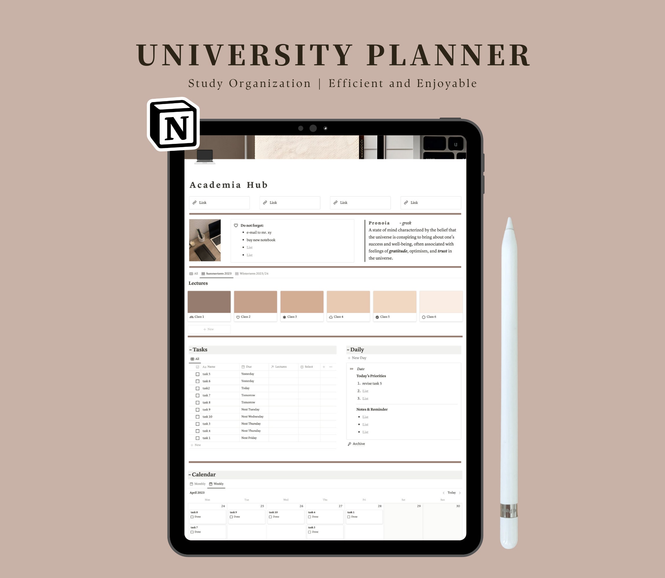 Notion Template University Planner - Etsy