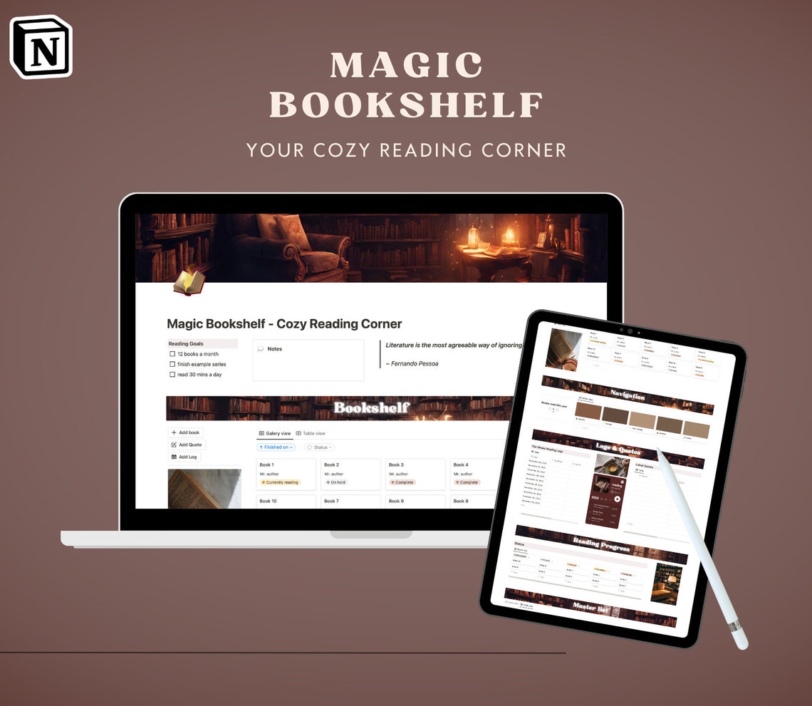 Notion Template Magic Bookshelf (book Tracker) - Etsy