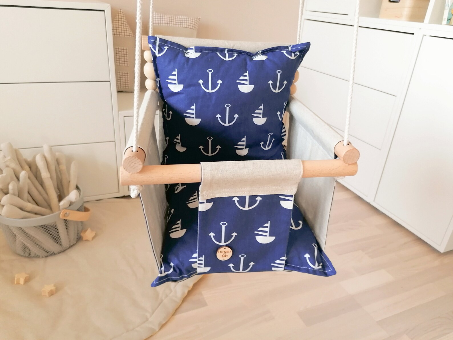 Nautical Baby Swing. Fabric Sit Swing. Baby Shower Gift. Toddler Swing ...