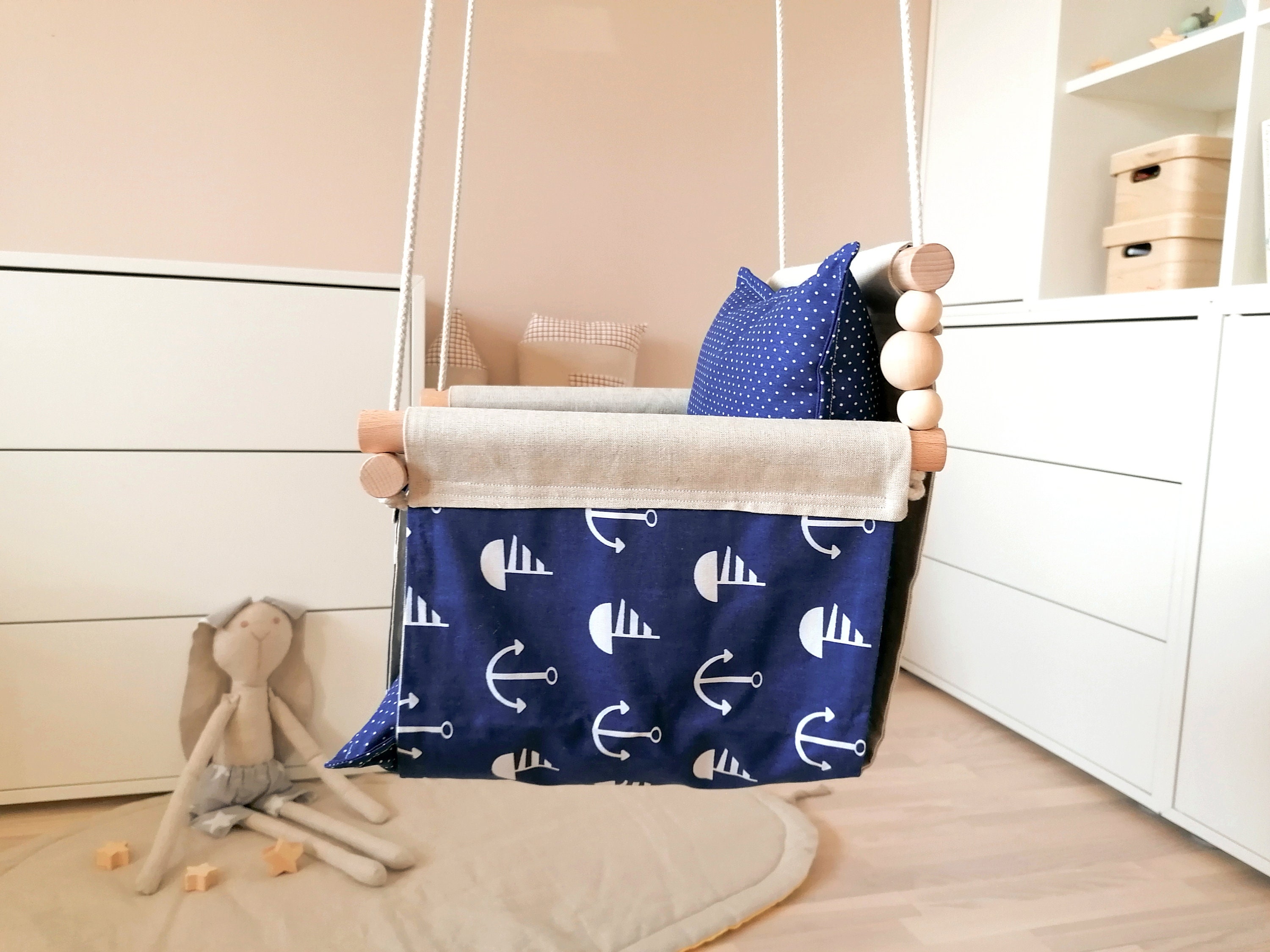 Nautical Baby Swing. Fabric Sit Swing. Baby Boy Shower Gift. Toddler ...