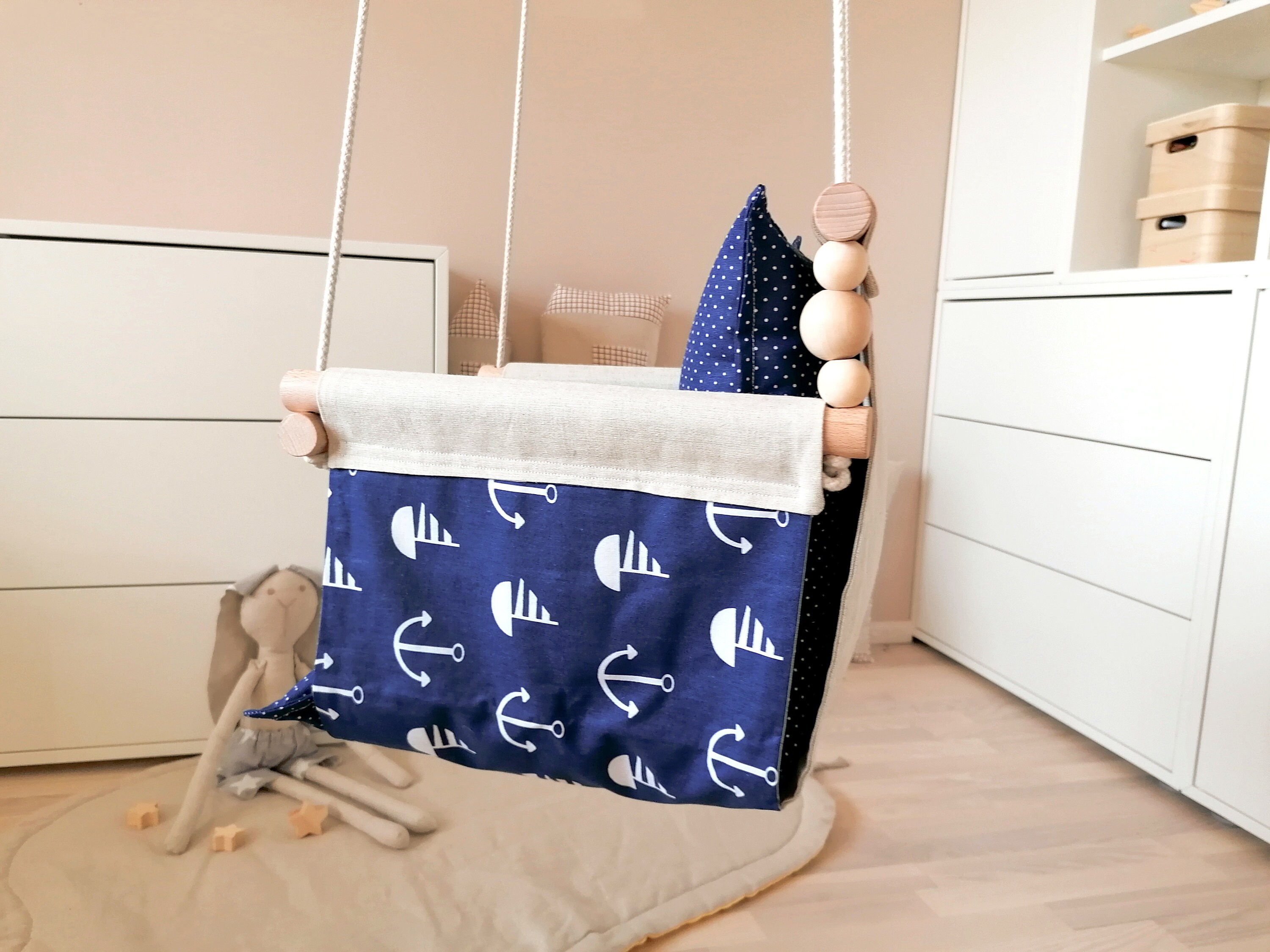 Nautical Baby Swing. Fabric Sit Swing. Baby Boy Shower Gift. Toddler ...