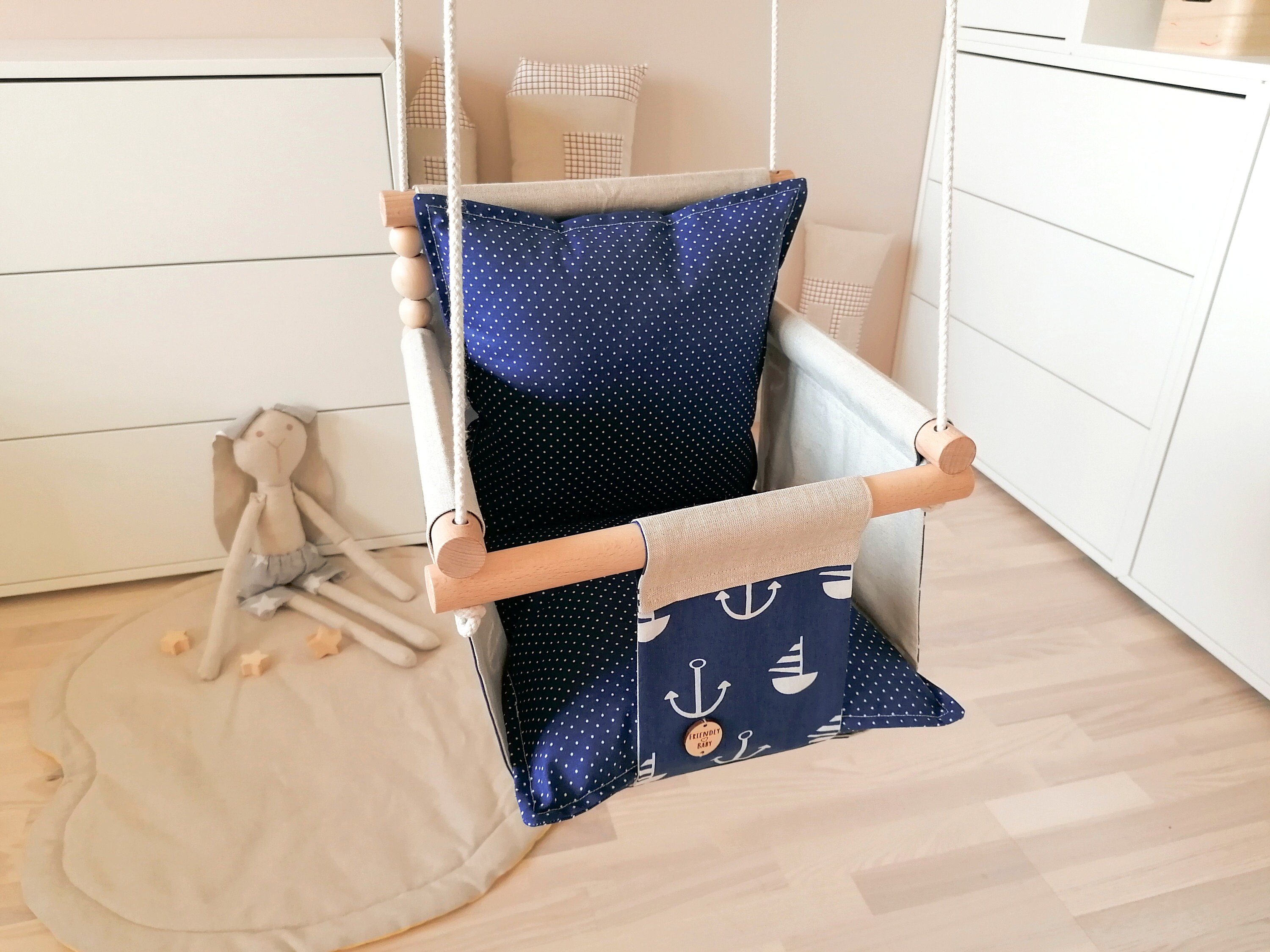 Nautical Baby Swing. Fabric Sit Swing. Baby Boy Shower Gift. Toddler ...