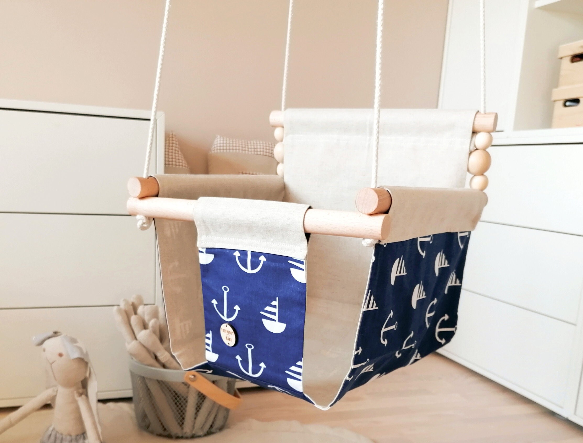 Nautical Baby Swing. Fabric Sit Swing. Baby Boy Shower Gift. Toddler ...