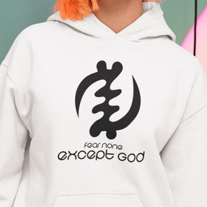 Adinkra Symbol Hoodie, Gye Nyame Symbol - Fear None Except God, Heavy ...