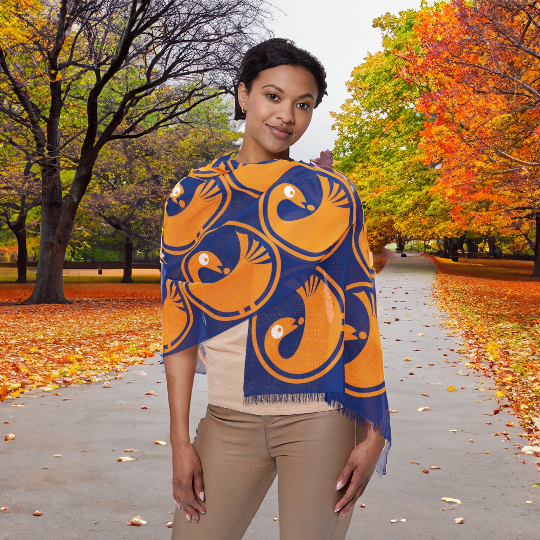 Adinkra Symbol Light Scarf, Beautiful Sankofa Bird Pattern Scarf With ...