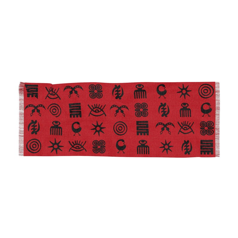 Adinkra Symbol Scarf, Beautiful Pattern Light Scarf With West African ...