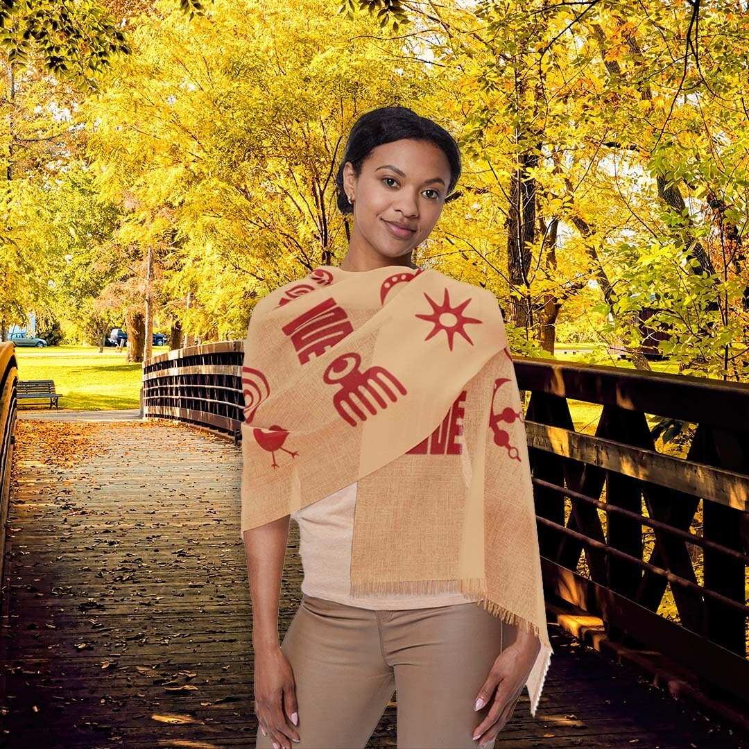 Adinkra Symbol Light Scarf, Beautiful Pattern Scarf With West African ...