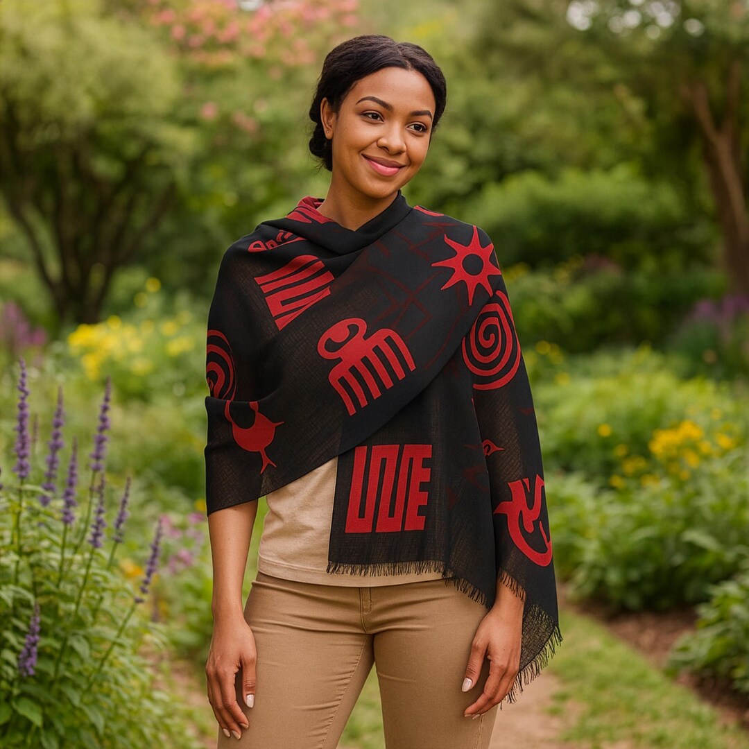 Adinkra Symbol Light Scarf, Beautiful Pattern Accessory With West ...