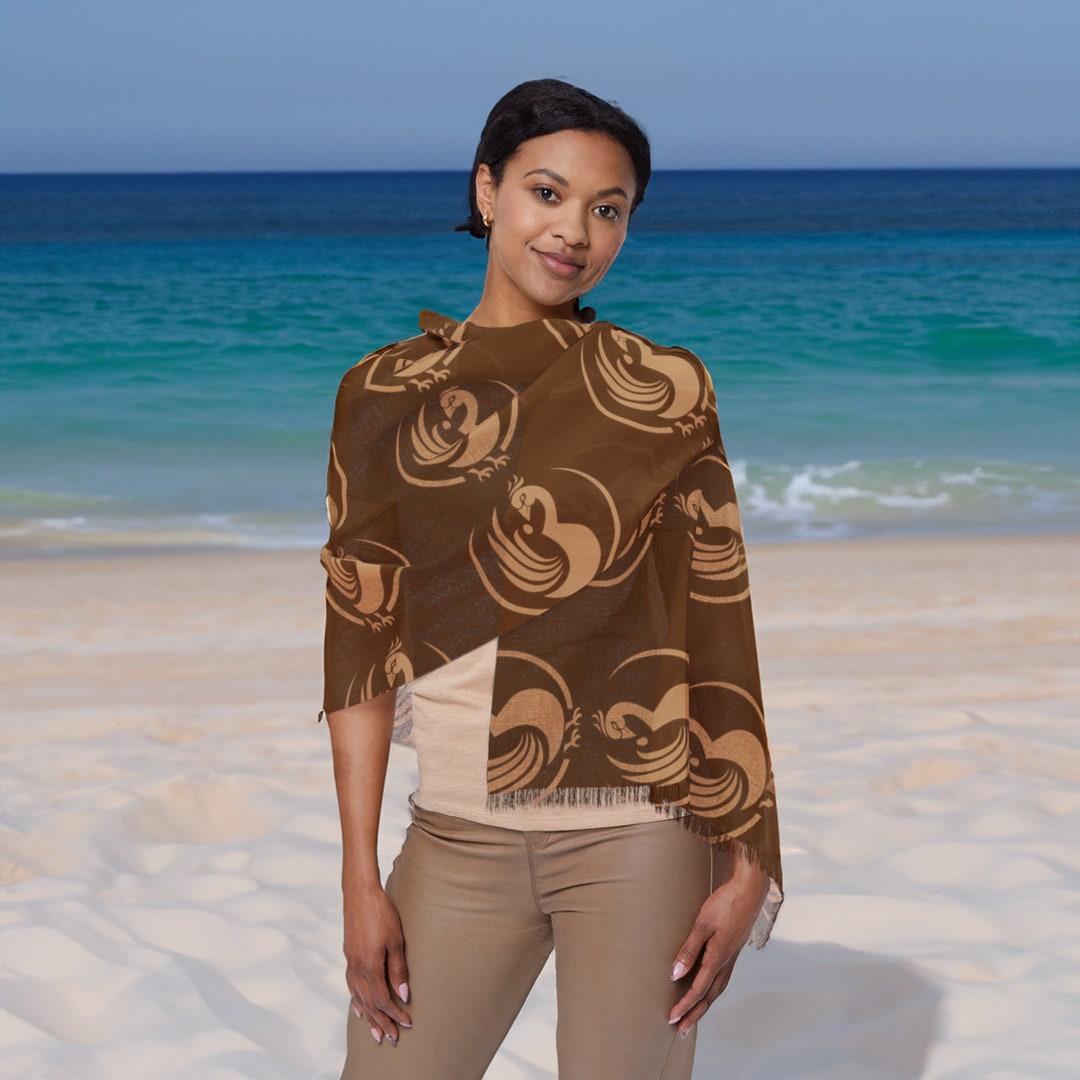 Adinkra Symbol Light Scarf, Beautiful Sankofa Bird Pattern Scarf With ...