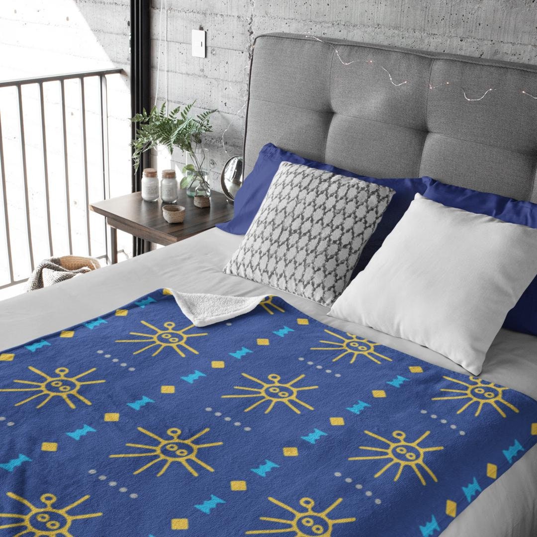 Luxurious Taino Symbol Sherpa Fleece Blanket | Puerto Rican Inspired ...