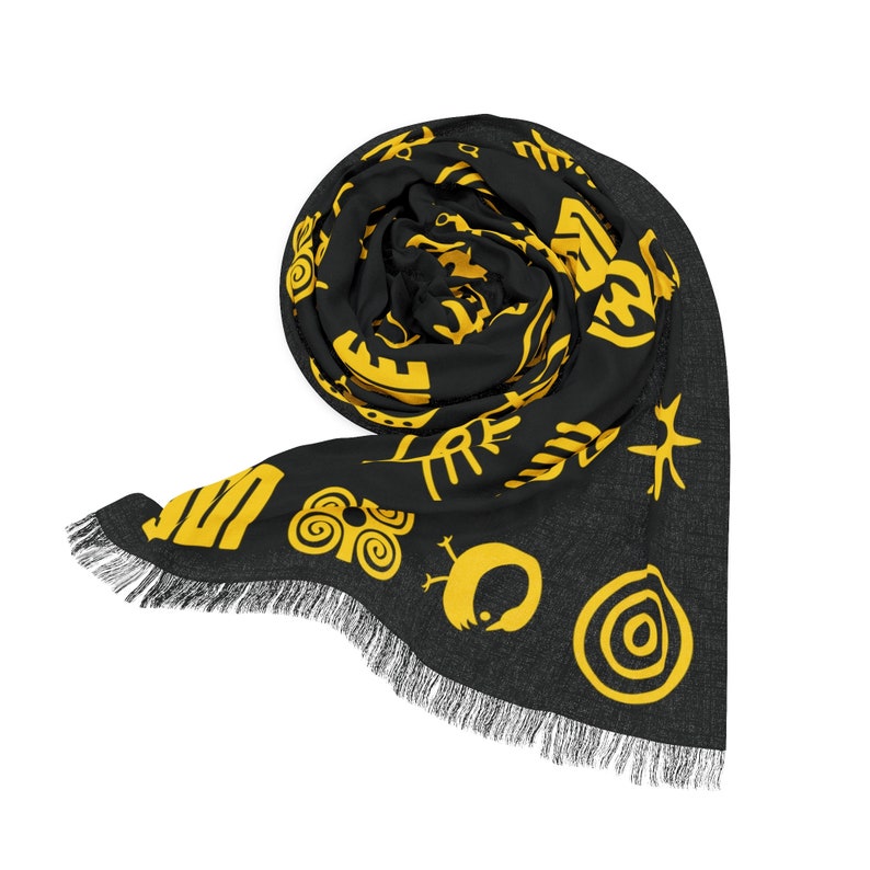Adinkra Symbol Light Scarf, Beautiful Pattern Scarf With West African ...