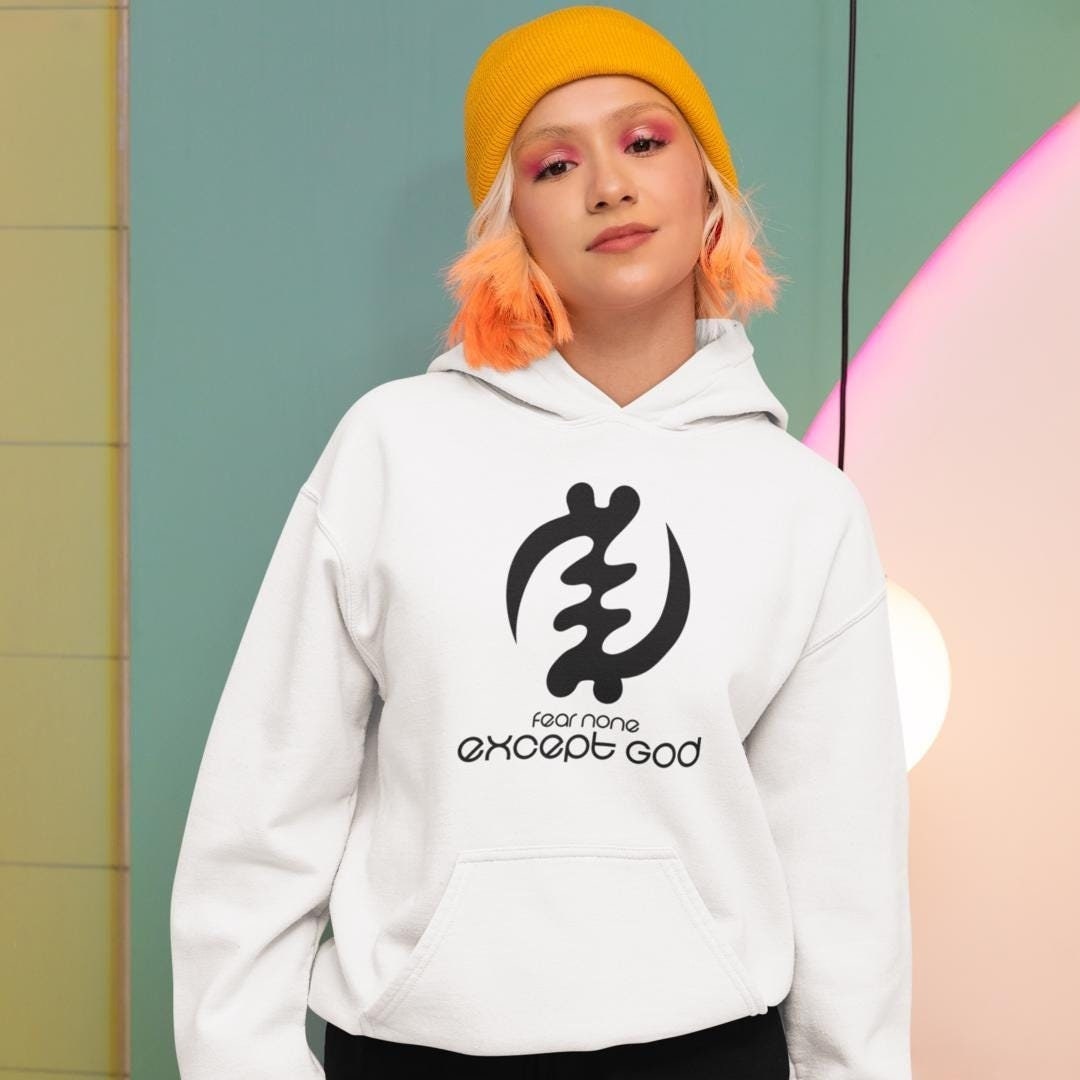 Adinkra Symbol Hoodie, Gye Nyame Symbol - Fear None Except God, Heavy ...