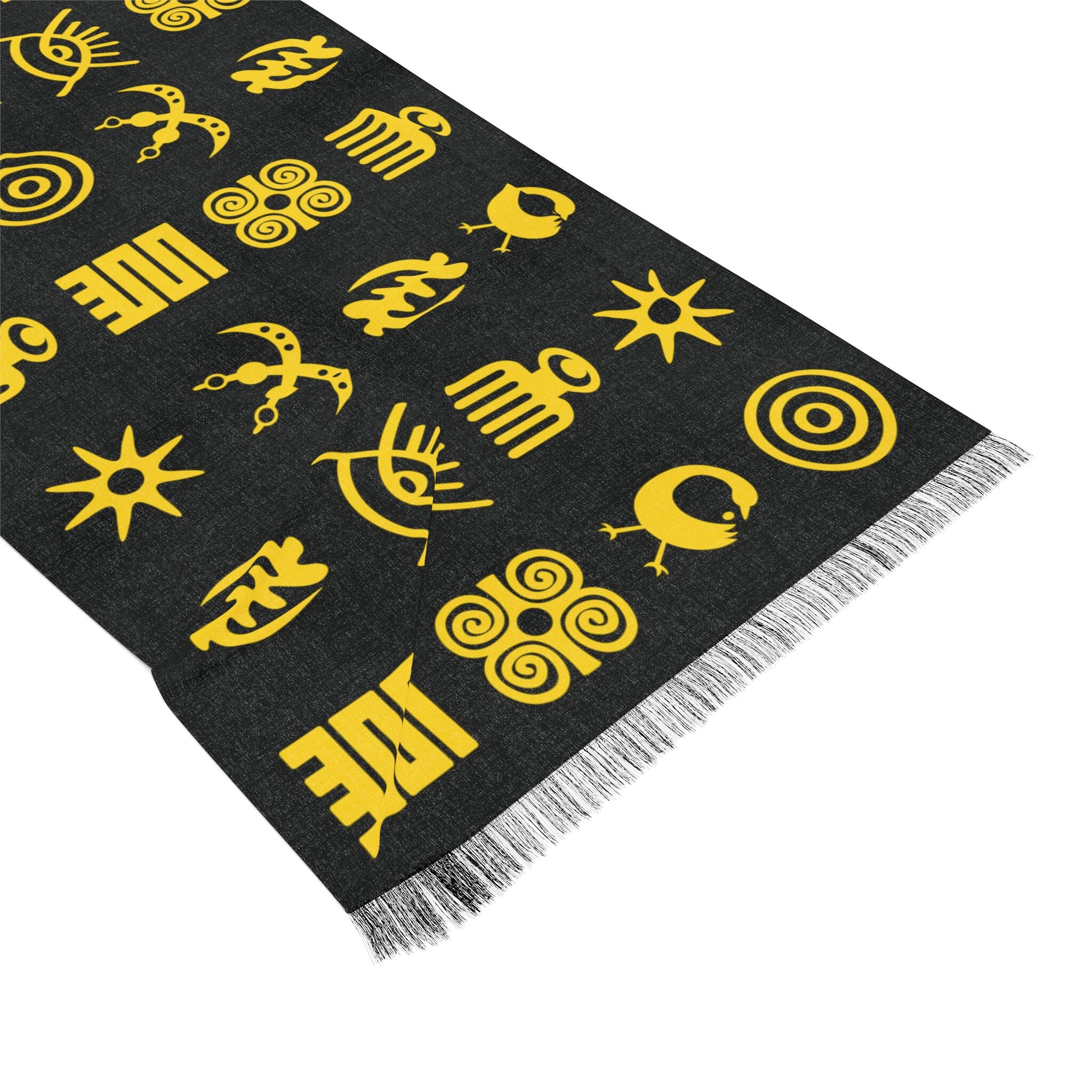 Adinkra Symbol Light Scarf, Beautiful Pattern Scarf With West African ...