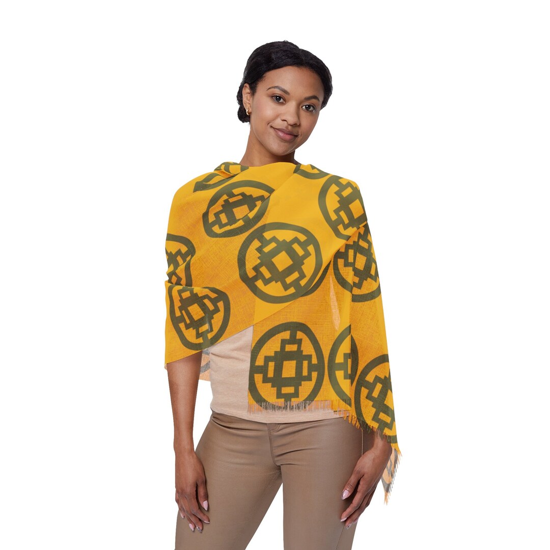 Adinkra Symbol Light Scarf, Beautiful Dame Dame Symbol Green-yellow ...