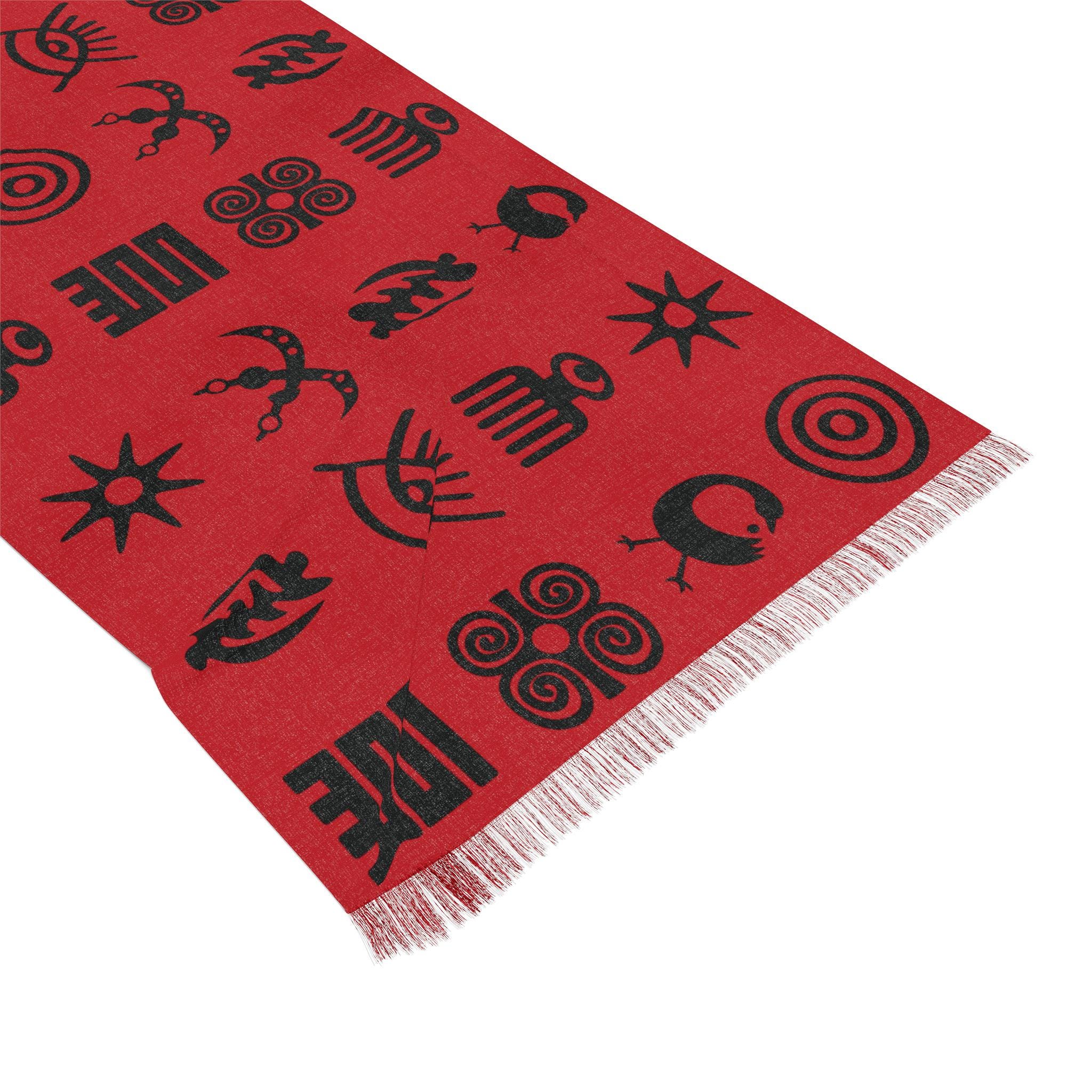 Adinkra Symbol Scarf, Beautiful Pattern Light Scarf With West African ...