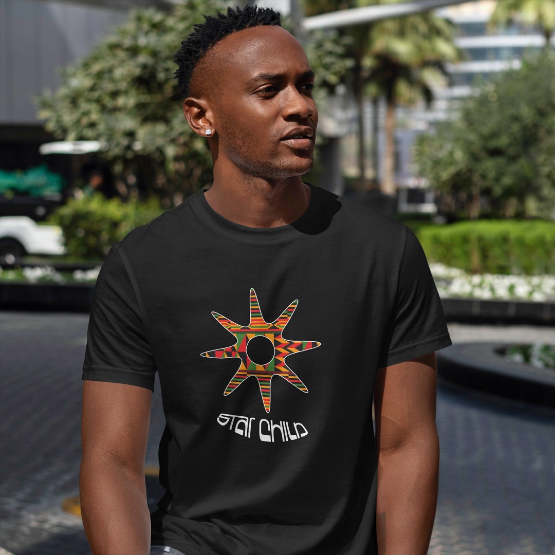 Graphic Tee, Ghanaian Nsoromma Symbol W/ Pattern, Adinkra Print Shirt ...