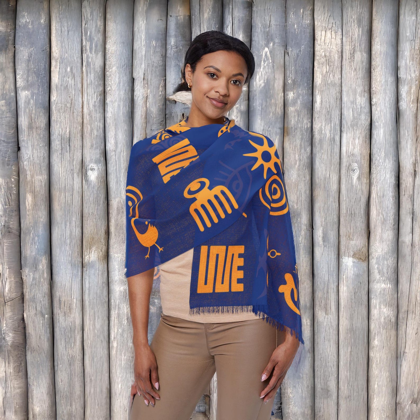 Adinkra Symbol Light Scarf, Beautiful Pattern Scarf With West African ...