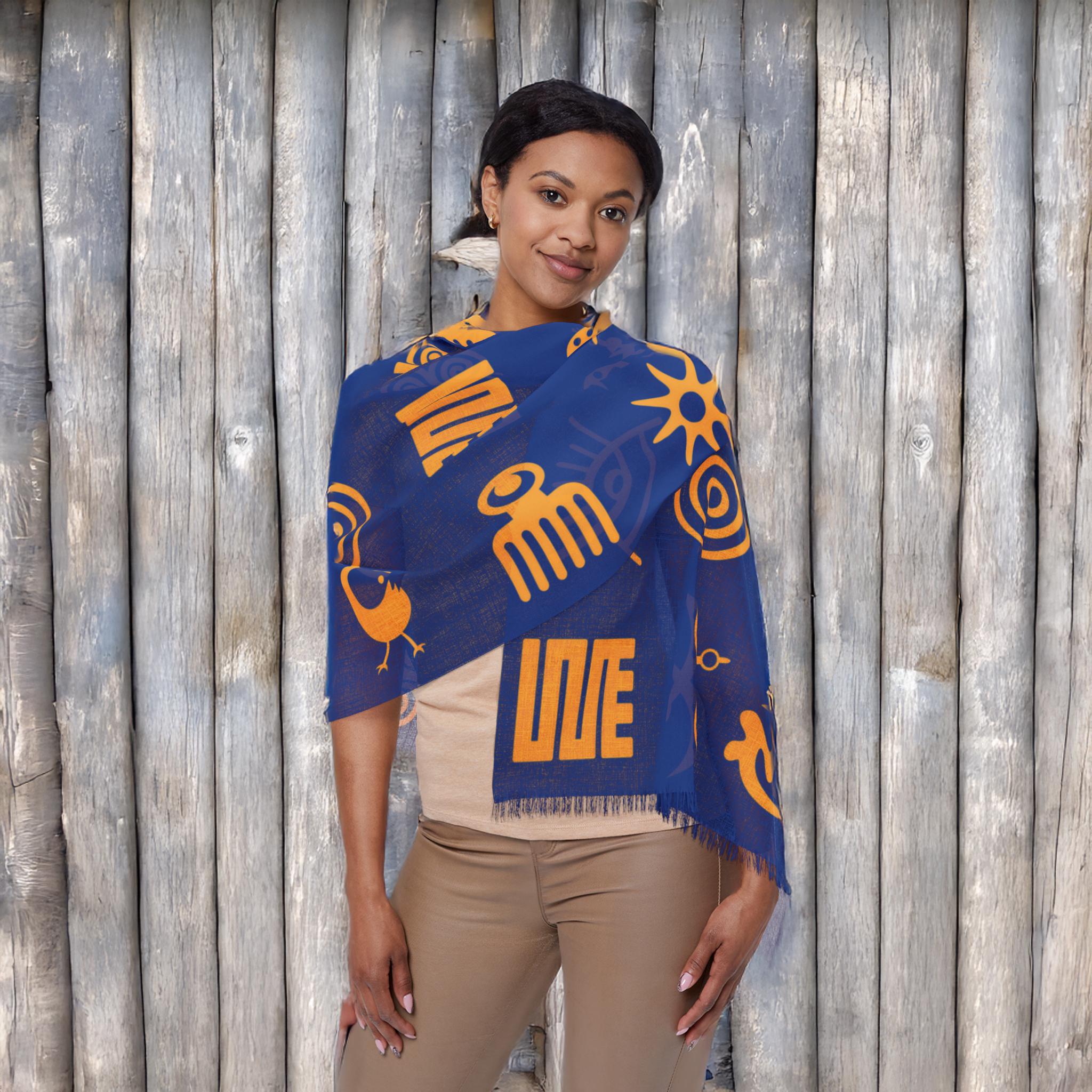 Adinkra Symbol Light Scarf, Beautiful Pattern Scarf With West African ...