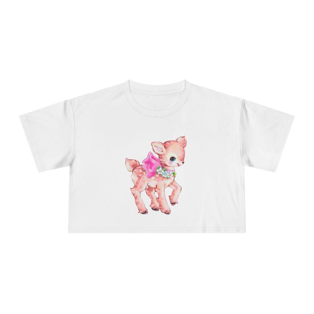 Y2K Cutecore Baby Deer Crop Top | Kawaii Pastel Aesthetic T-shirt ...