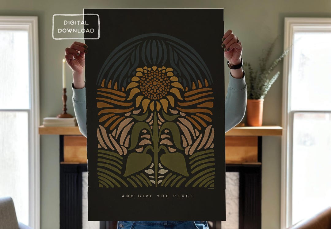 SUNFLOWER SCRIPTURE ART Christian Floral Large Wall Art Numbers 6 ...