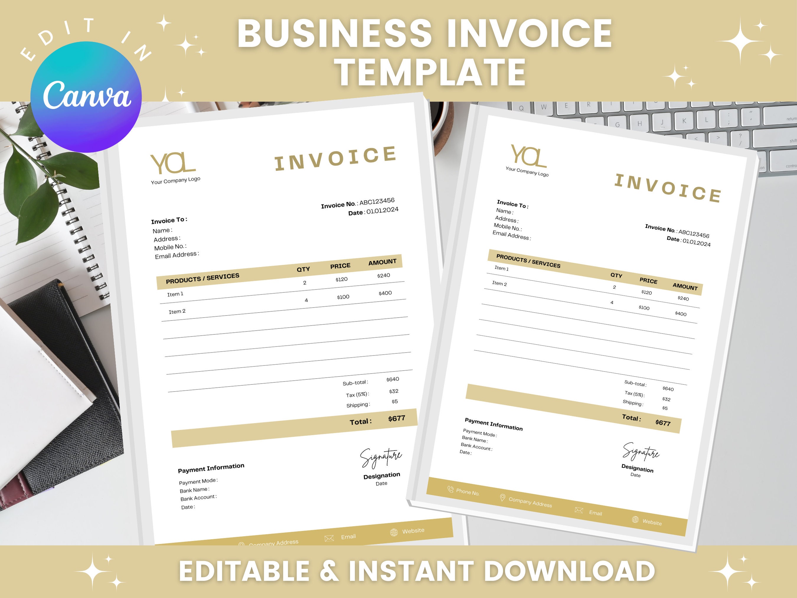 Editable Invoice Template | Business Receipt | Simple Invoice ...