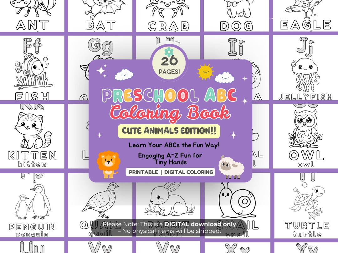ABC Animals Coloring Book: Preschool Handwriting Practice (PDF Download ...